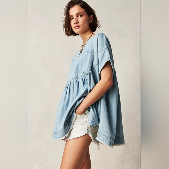 Free People | Tops | Nwt Free People Moon City Denim Topdress | Poshmark